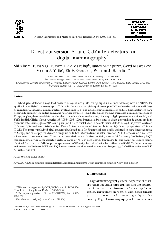 (PDF) Direct conversion Si and CdZnTe detectors for digital mammography