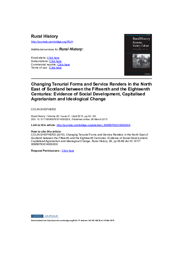(PDF) Tenurial forms and service renders in NE Scotland