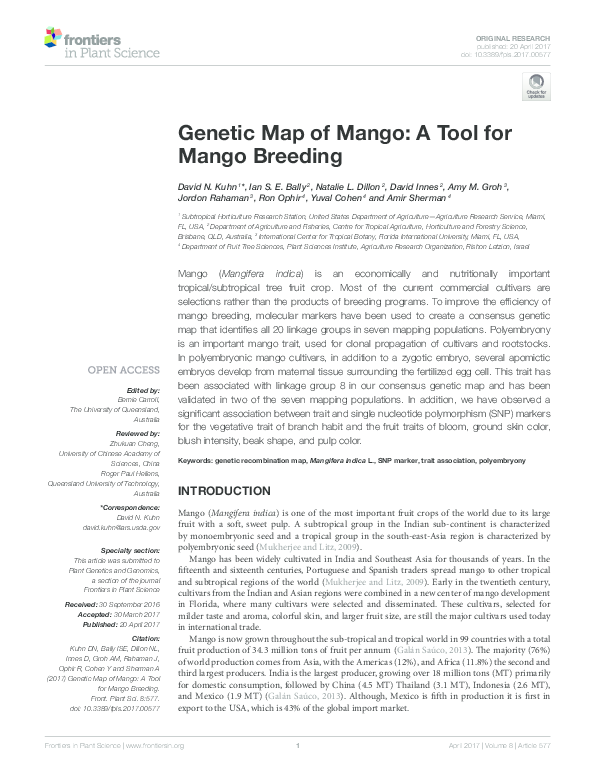(PDF) Genetic Map of Mango: A Tool for Mango Breeding