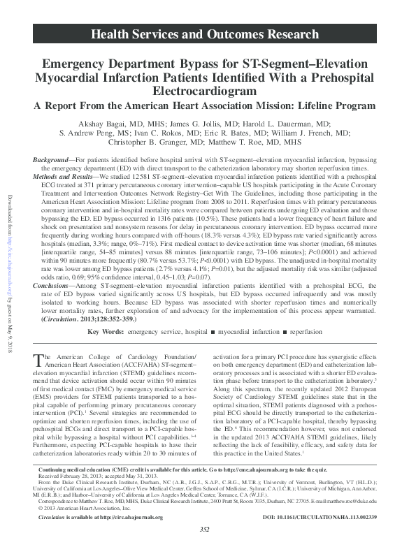 (PDF) Emergency Department Bypass for ST-Segment-Elevation Myocardial ...