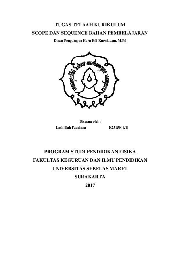 (DOC) TUGAS TELAAH KURIKULUM SCOPE DAN SEQUENCE BAHAN PEMBELAJARAN | Lathiffah Fauziana ...