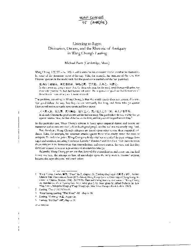 (PDF) “Listening to Sages: Divination, Omens, and the Rhetoric of Antiquity in Wang Chong’s ...