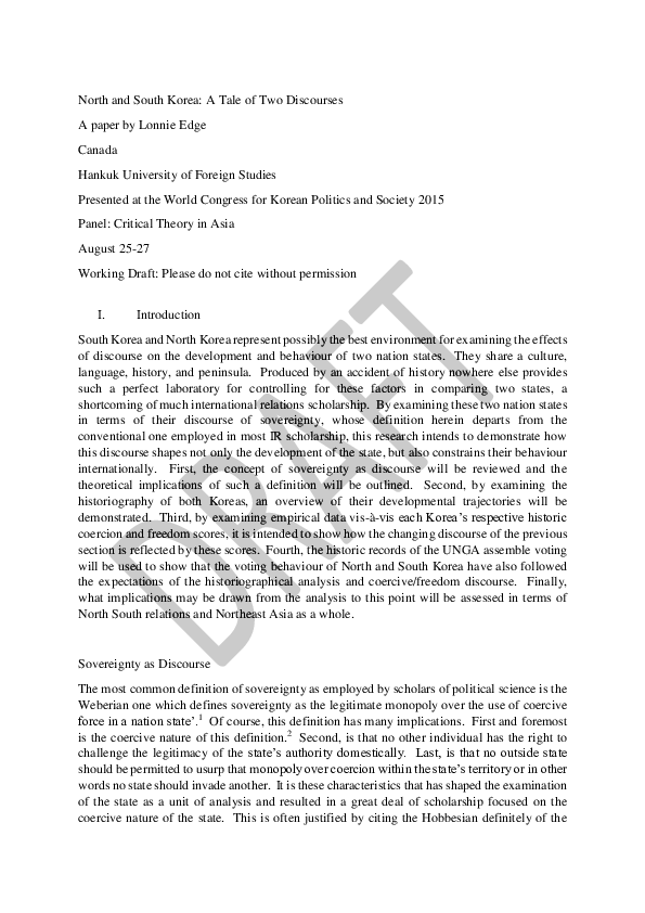 (DOC) North and South Korea: A Tale of Two Discourses