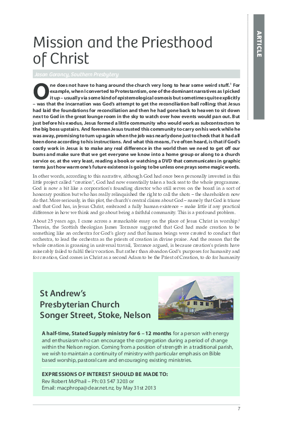 (PDF) ‘Mission and the Priesthood of Christ’
