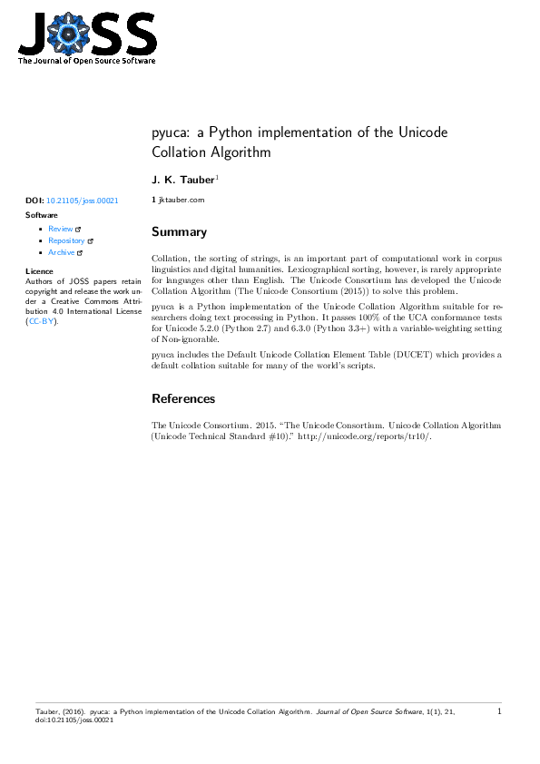 Pdf Pyuca A Python Implementation Of The Unicode Collation Algorithm 0623