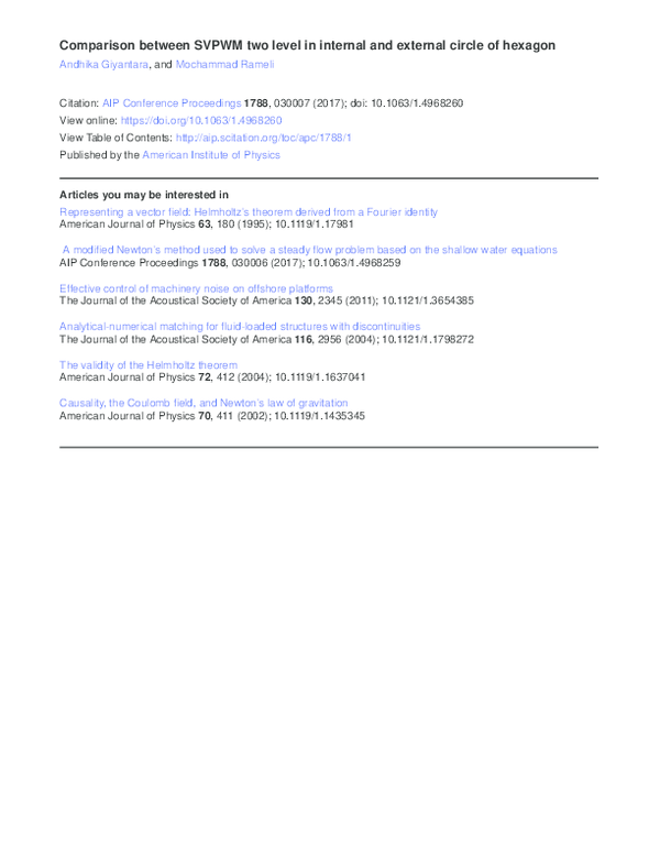 (PDF) Comparison between SVPWM two level in internal and external circle of hexagon