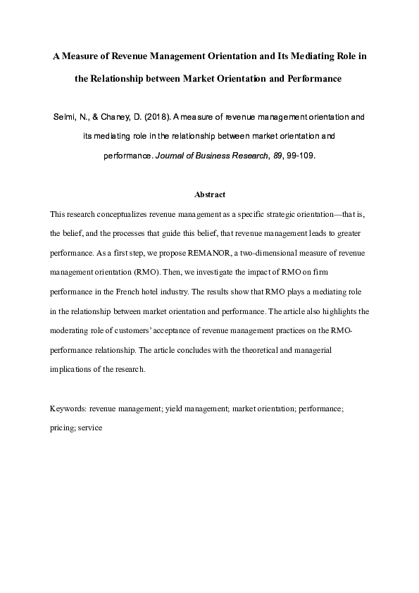 (DOC) A measure of revenue management orientation and its mediating ...