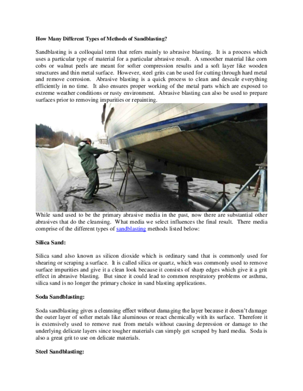 How Many Different Types of Methods of Sandblasting