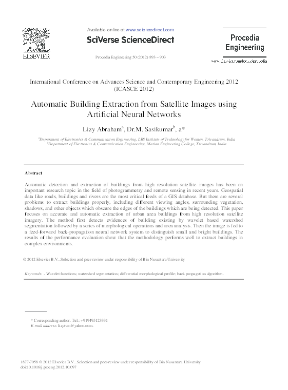 Pdf Automatic Building Extraction From Satellite Images Using Artificial Neural Networks