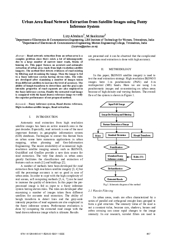 Pdf Urban Area Road Network Extraction From Satellite Images Using Fuzzy Inference System