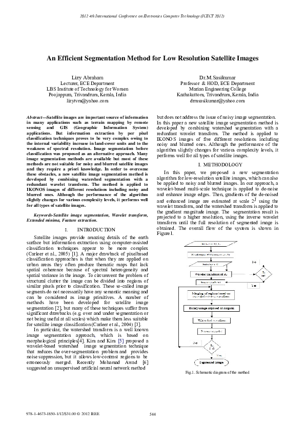 Pdf An Efficient Segmentation Method For Low Resolution Satellite