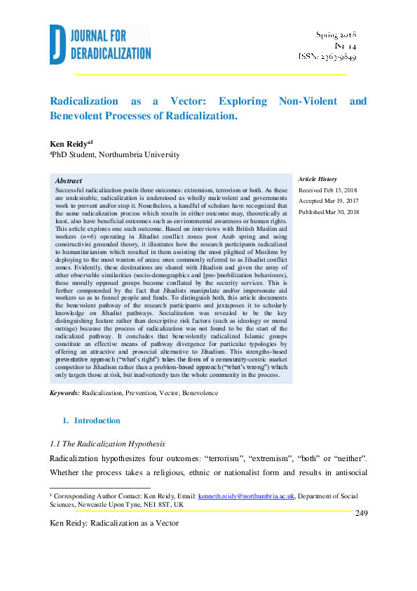 (PDF) Radicalization as a Vector: Exploring Non-Violent and Benevolent ...