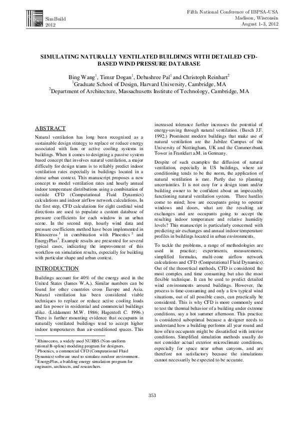 (PDF) Simulating naturally ventilated buildings with detailed CFD-based wind pressure database