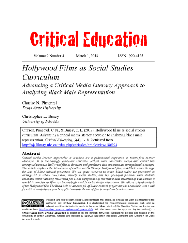 (PDF) Critical Education Hollywood Films as Social Studies Curriculum ...