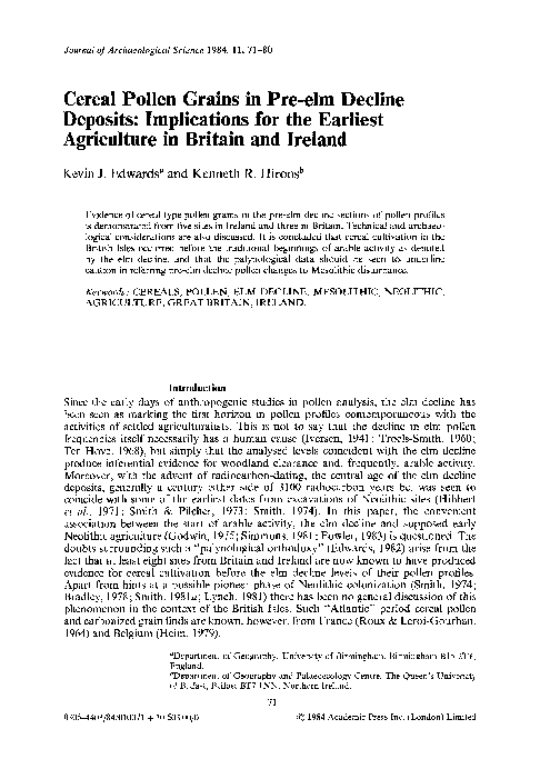 (PDF) Cereal pollen grains in pre-elm decline deposits: Implications ...