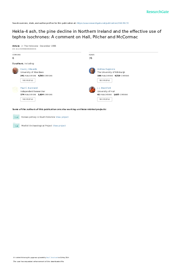 (PDF) Tephra Isochrones and Pine Decline in NI