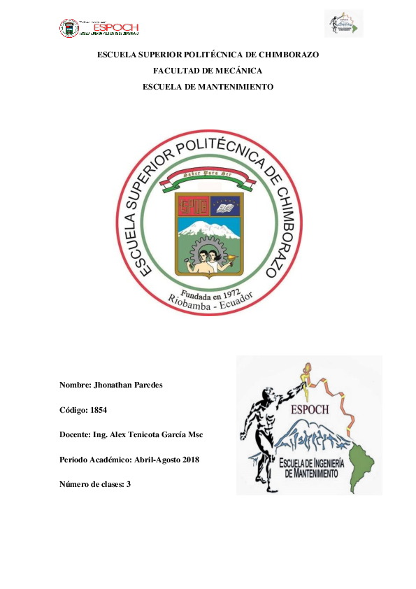 (DOC) ESCUELA SUPERIOR POLITÉCNICA DE CHIMBORAZO FACULTAD DE MECÁNICA ...