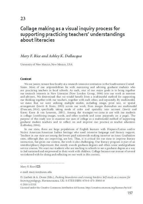 (PDF) Collage making as a visual inquiry process for supporting ...