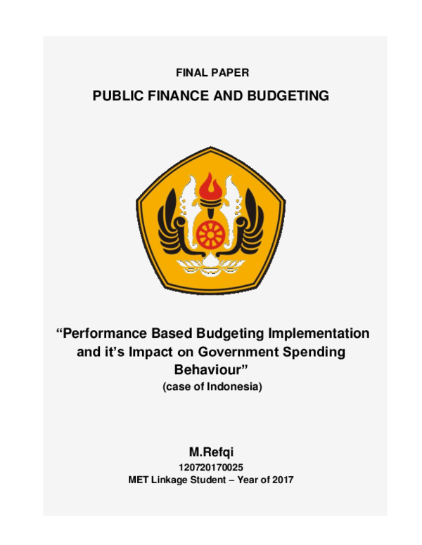 (PDF) PUBLIC FINANCE AND BUDGETING " Performance Based Budgeting Implementation and it's Impact ...