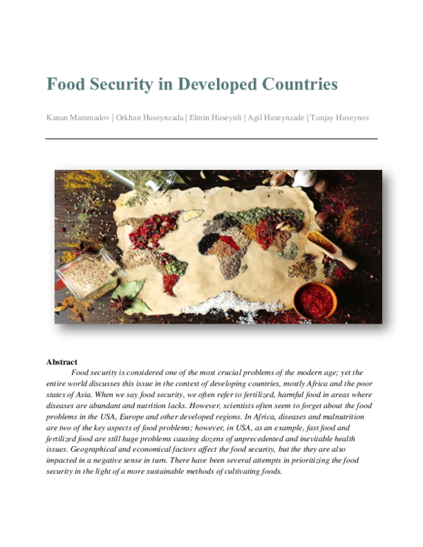 (DOC) Food Security in Developed Countries