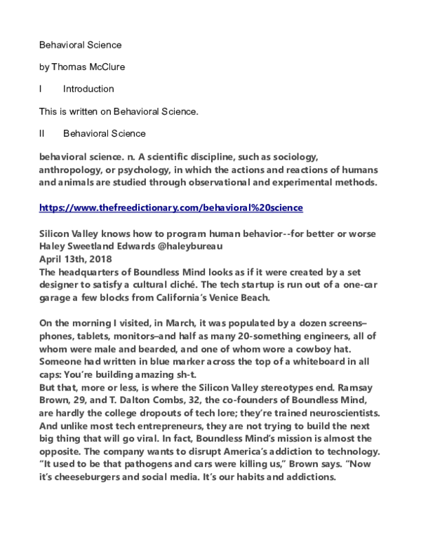 (PDF) Behavioral Science