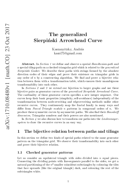 (PDF) The generalized Sierpi´nski Arrowhead Curve