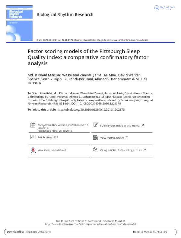 (PDF) Biological Rhythm Research Factor scoring models of the ...