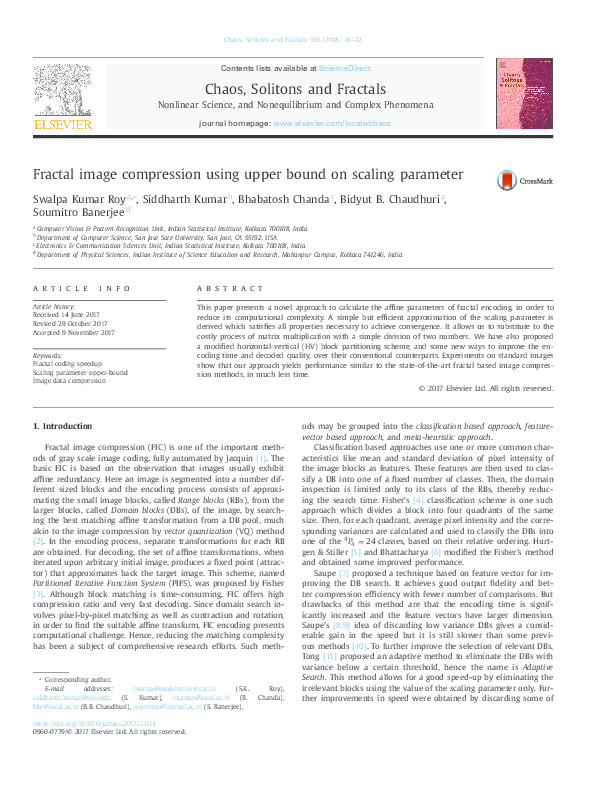 Pdf Fractal Image Compression Using Upper Bound On Scaling Parameter