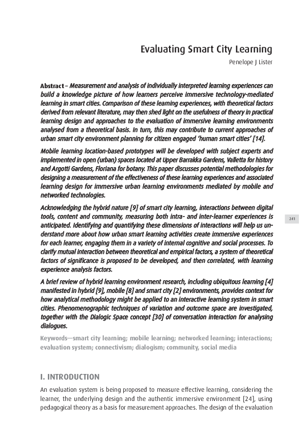 (PDF) Evaluating Smart City Learning