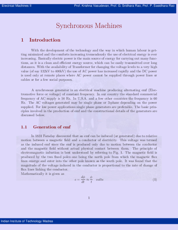 (PDF) Electrical Machines II Synchronous Machines