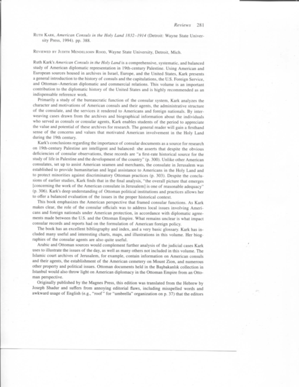 (PDF) Rood Review of Ruth Kark American Consuls in the Holy Land