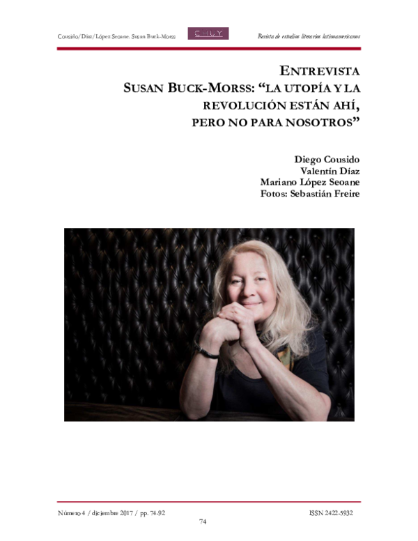 (PDF) Entrevista Susan Buck-Morss: "La utopía y la revolución están ahí ...