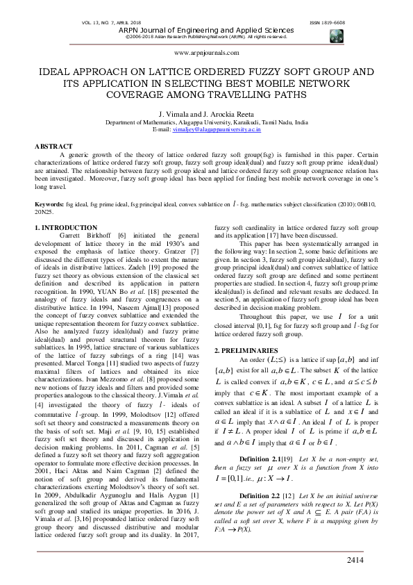 Pdf Ideal Approach On Lattice Ordered Fuzzy Soft Group And Its Application In Selecting Best