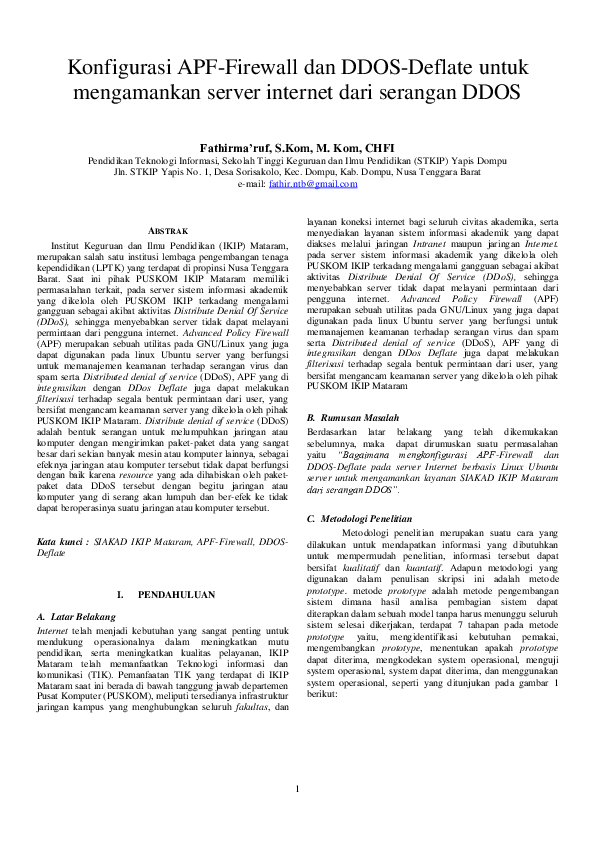 (PDF) Konfigurasi APF-Firewall dan DDOS-Deflate untuk mengamankan ...
