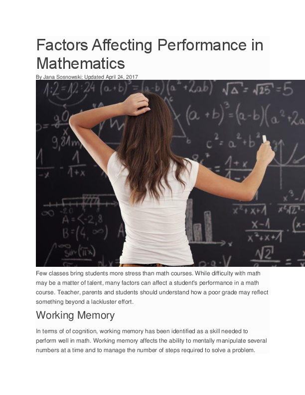 (DOC) Factors Affecting Performance in Mathematics