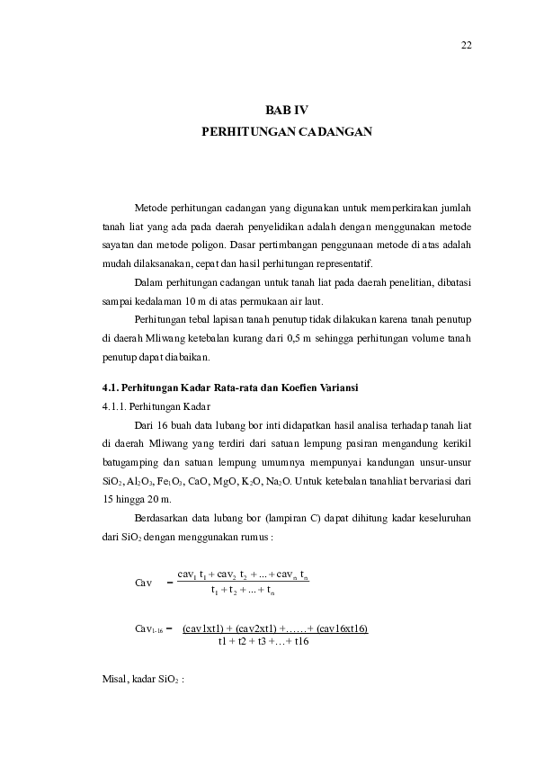 (DOC) BAB IV PERHITUNGAN CADANGAN