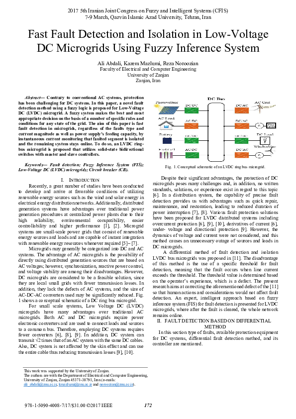 Pdf Fuzzy Logic For Fast Fault Detection In Lvdc 0698