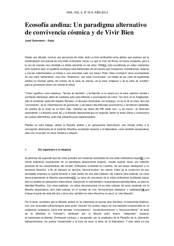 (PDF) Ecosofía andina: Un paradigma alternativo de convivencia cósmica ...