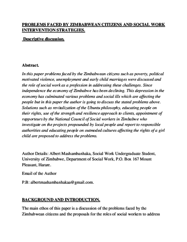(DOC) social work interventions and Zimbabwean problems.docx