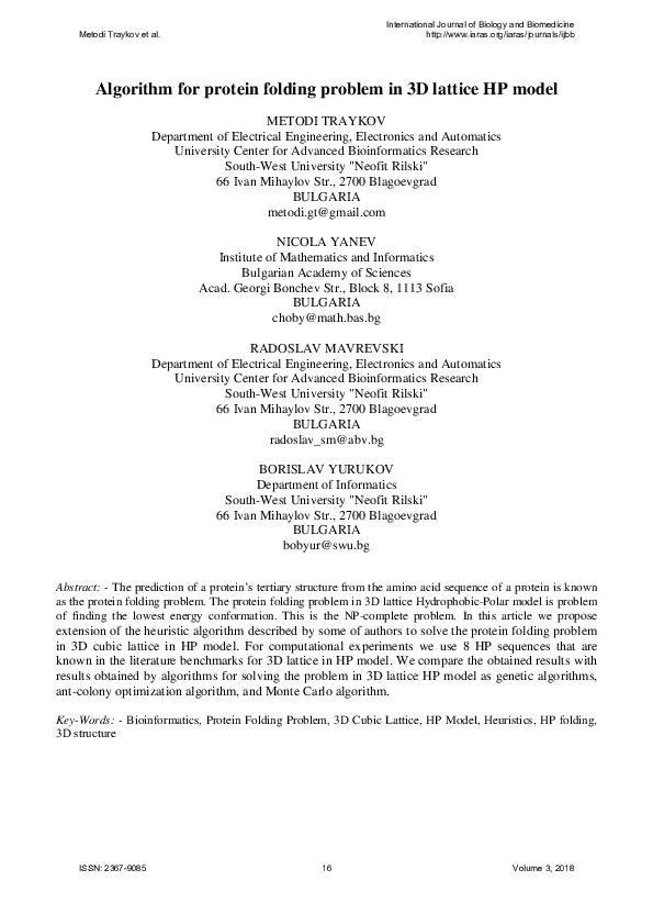 (PDF) Algorithm for protein folding problem in 3D lattice HP model.pdf