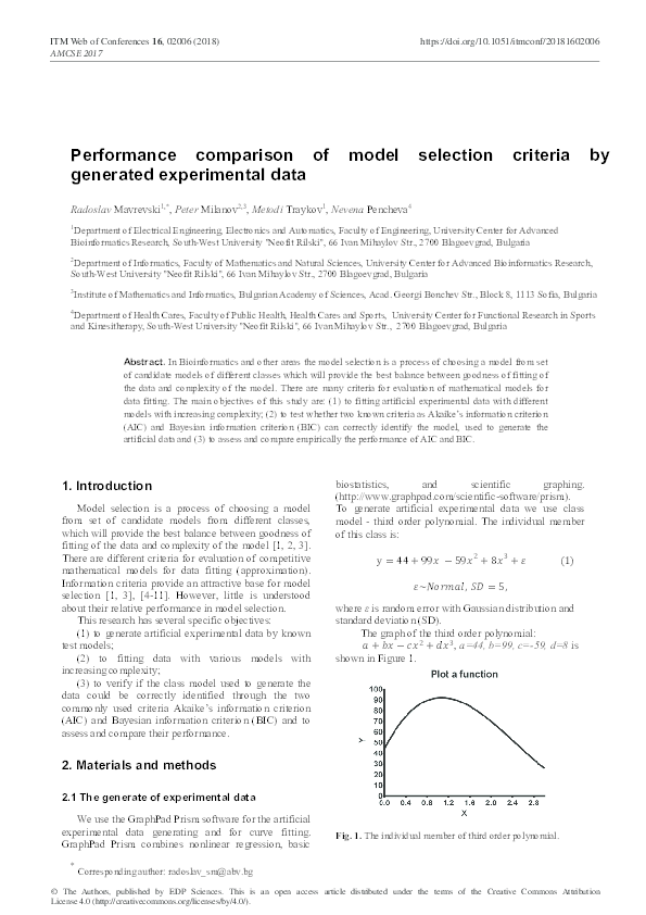 (PDF) Performance comparison of model selection criteria by generated ...