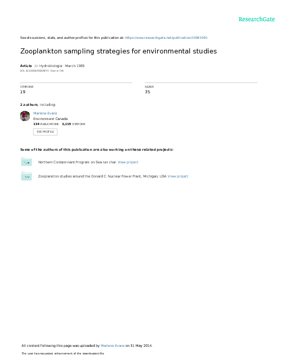 (PDF) Zooplankton sampling strategies for environmental studies ...