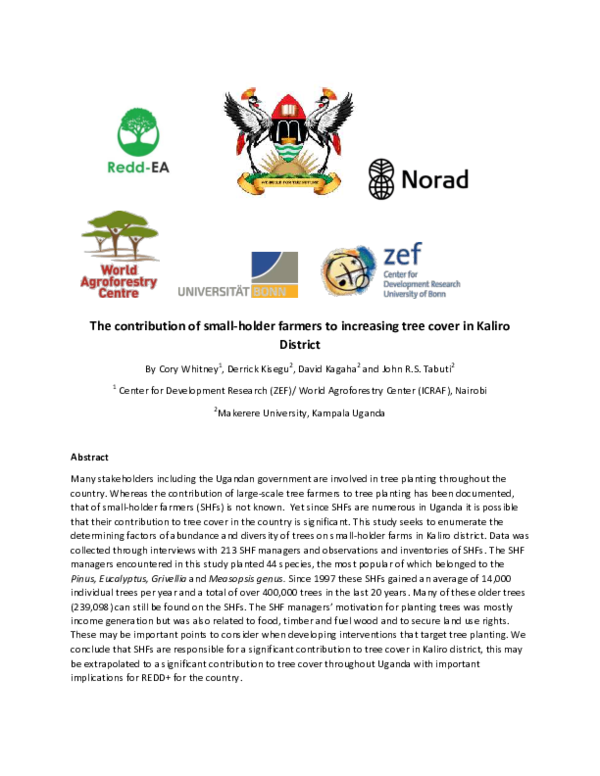 (PDF) The contribution of small-holder farmers to increasing tree cover ...