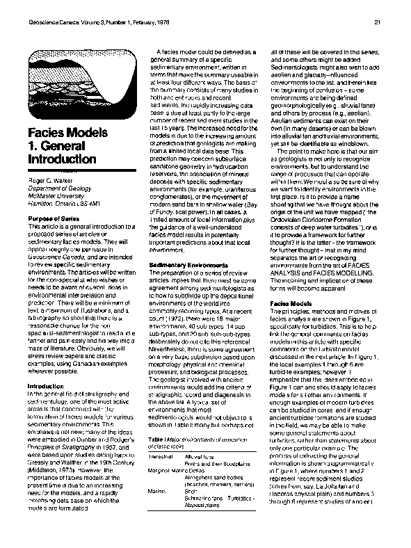 (PDF) Facies Models 1. General Introduction