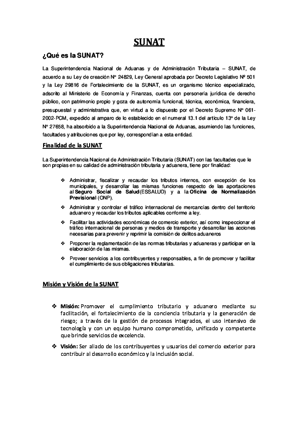 (DOC) SUNAT ¿Qué es la SUNAT