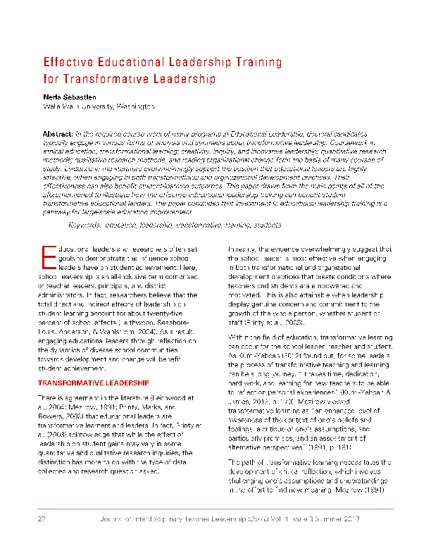 (PDF) Effective Educational Leadership
