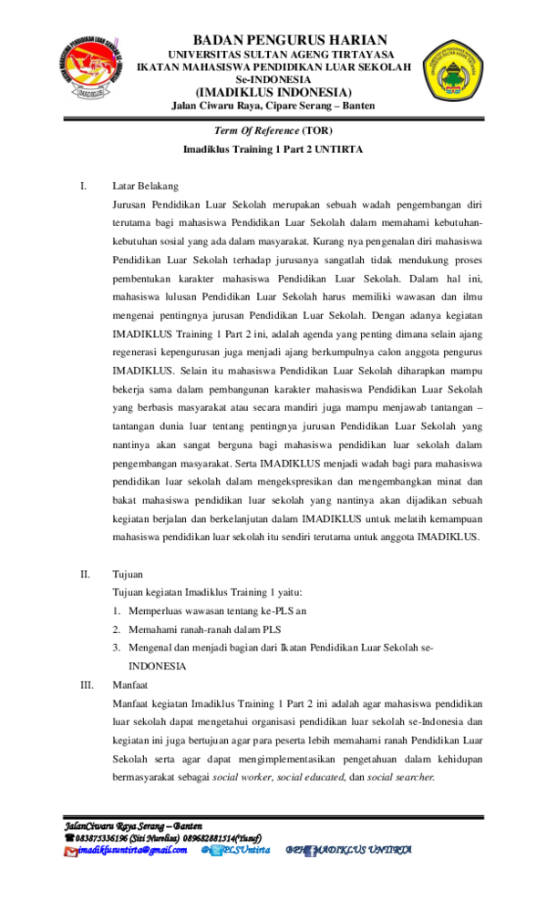 (DOC) Term Of Reference (TOR)