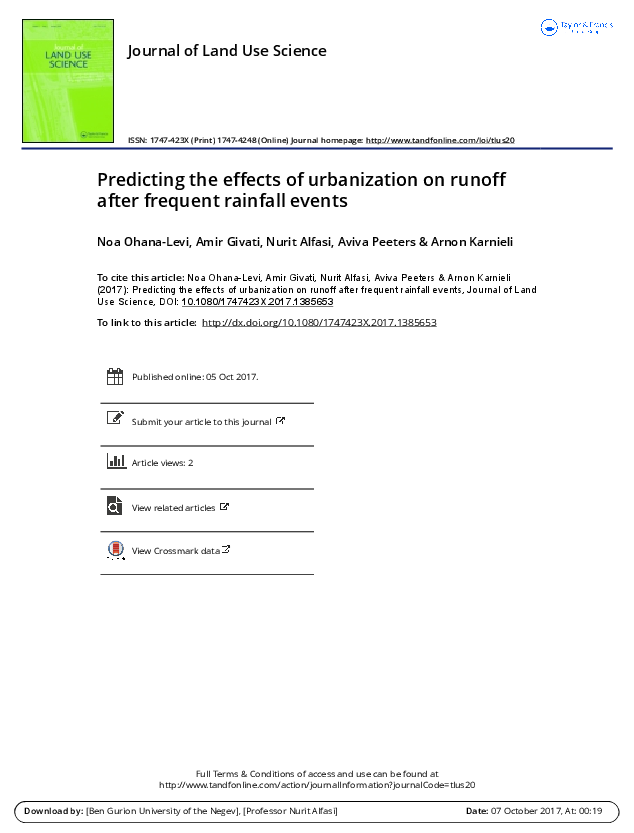 (PDF) Journal of Land Use Science Predicting the effects of ...
