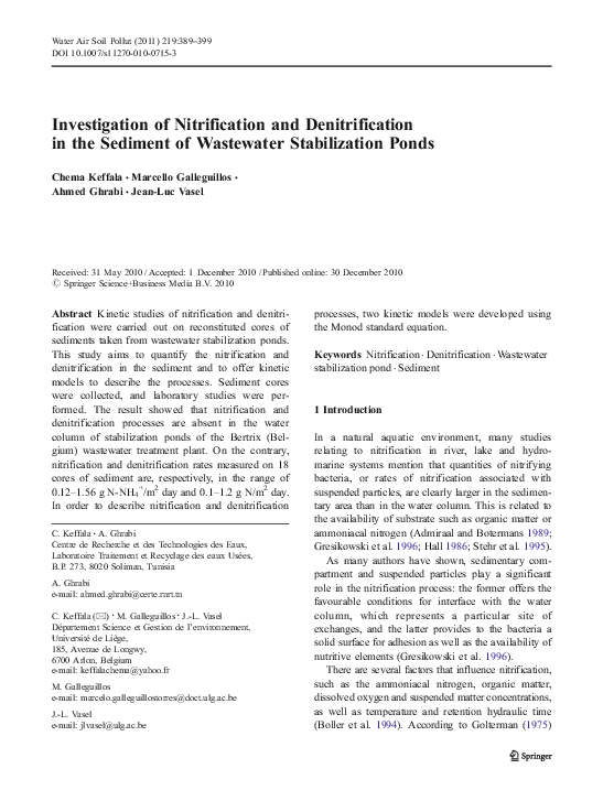 (PDF) Investigation of Nitrification and Denitrification in the ...