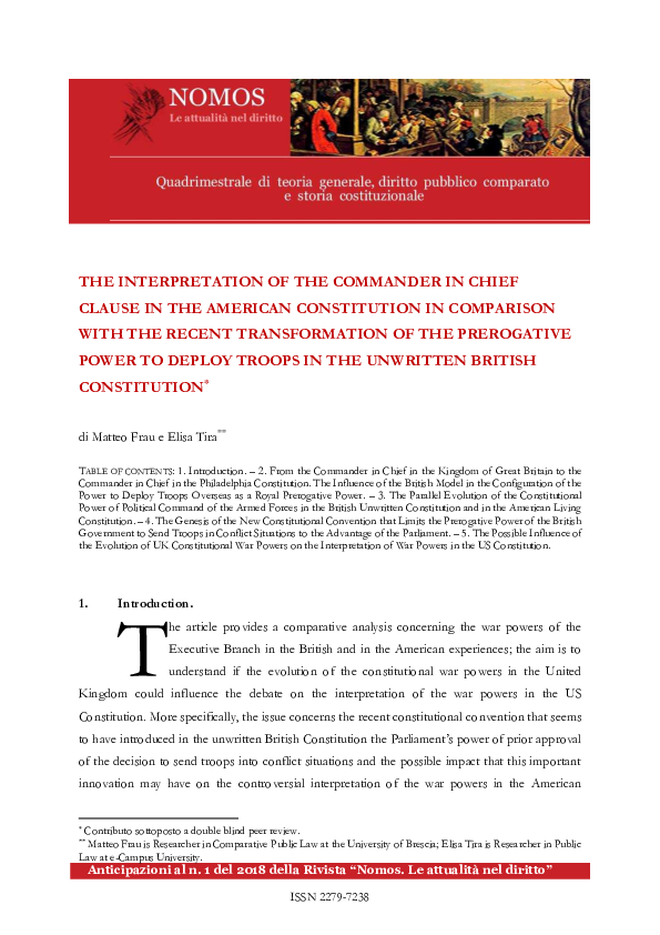 (PDF) THE INTERPRETATION OF THE COMMANDER IN CHIEF CLAUSE IN THE ...